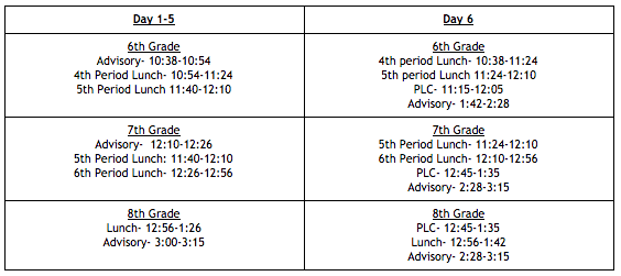 Bell Schedule - Baldi Middle School
