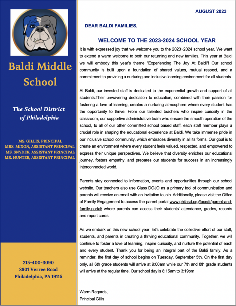Baldi Middle School – The School District of Philadelphia